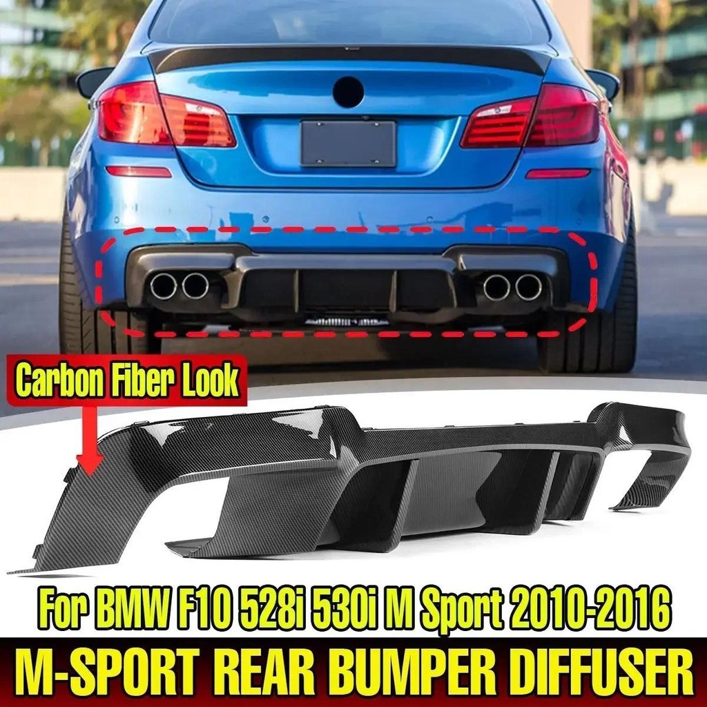 F10 Car Rear Bumper Diffuser Lip W/ Led Brake Light For BMW F10 528i ...