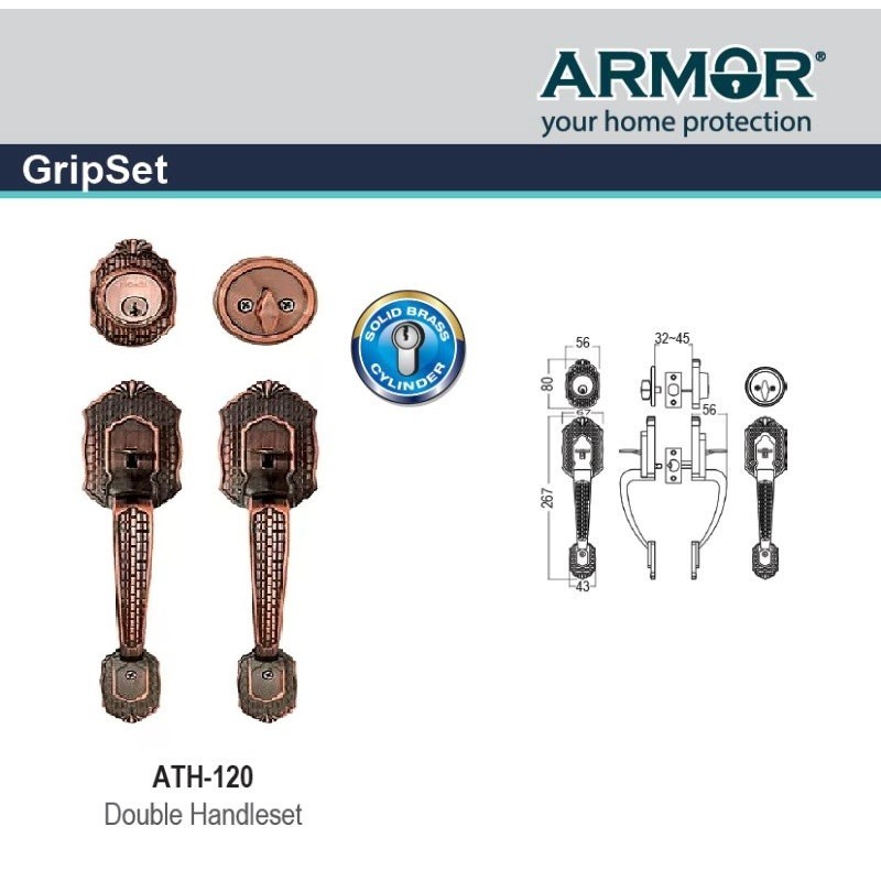 Armor ATH-120 Gripset Entrance Door Handle Lockset | Shopee Malaysia