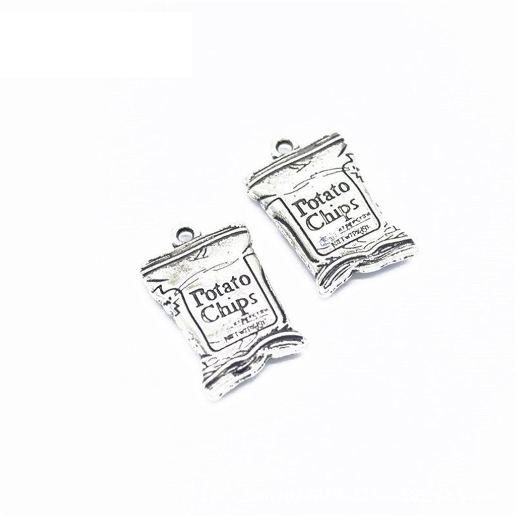 [ofstnfw] 6x4 Pieces Bronze & Potato Chips Bag Shapes Charms Pendant ...