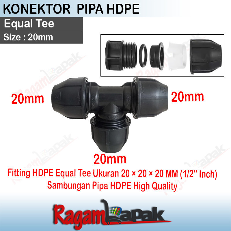 Hdpe Fittings Equal Tee Size 20mm HDPE Pipe Connection T 20mm | Shopee ...
