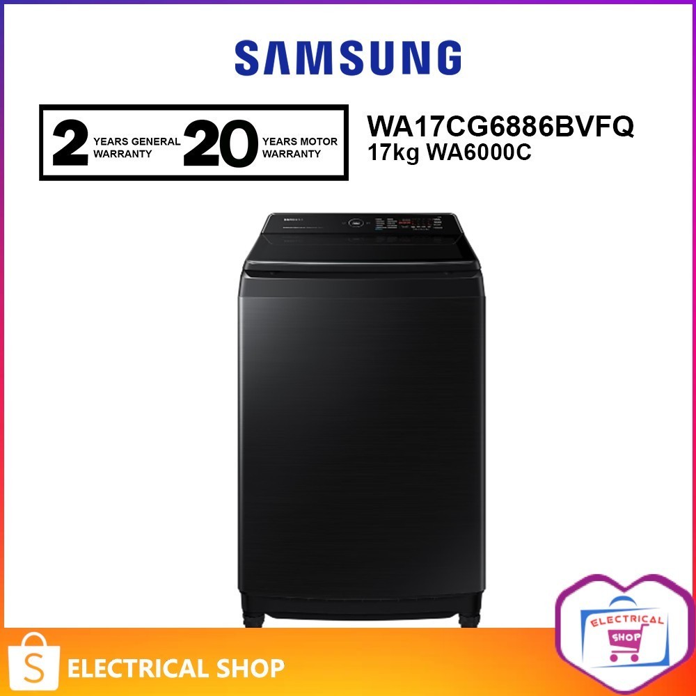 Samsung 17kg / 19kg Top Load Washing Machine WA17CG6886BVFQ / WA19CG6886BVFQ Inverter Wifi Mesin ...