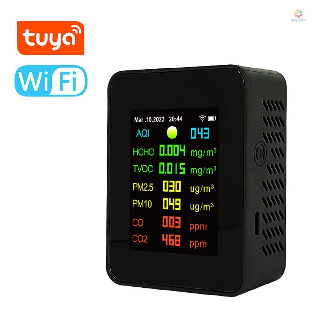 Tuya Wifi Portable Air Quality Meter 7in1 PM2.5 PM10 Carbonic Oxide CO2 ...