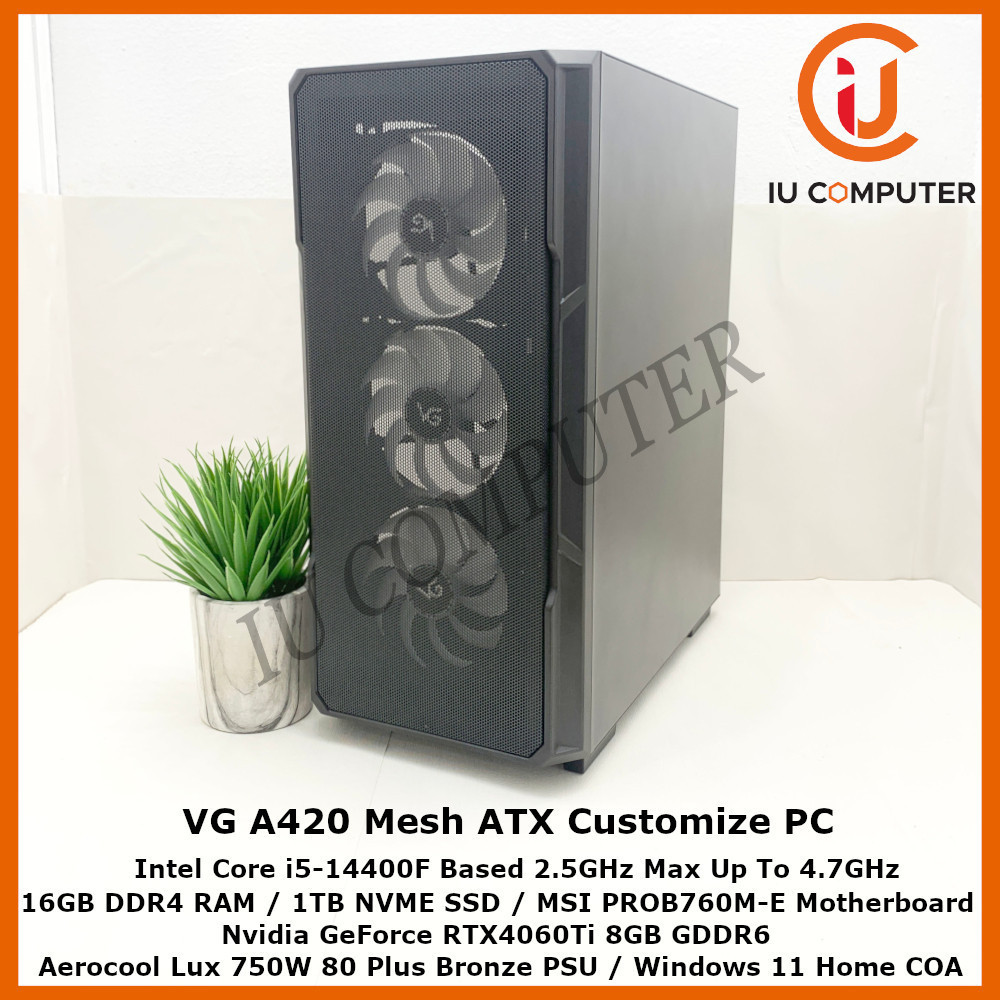 VG ATX A420 MESH CUSTOMIZE GAMING INTEL CORE I5-14400F 16GB RAM 1TB ...