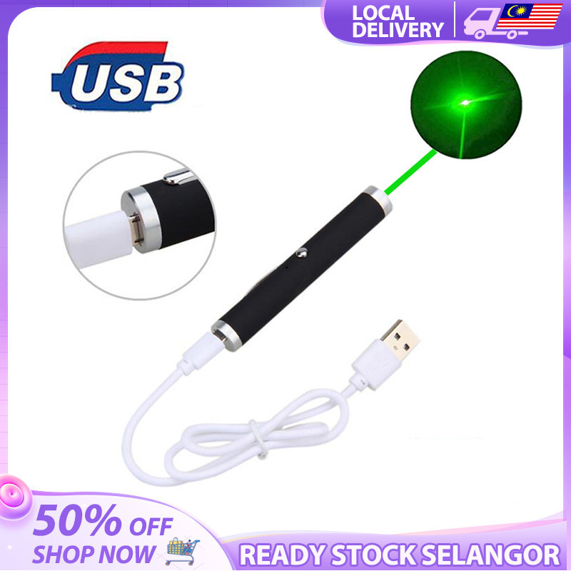 USB 532mm 2000m Long Rng Green Laser Pointer Laser Pen Rechargeable ...