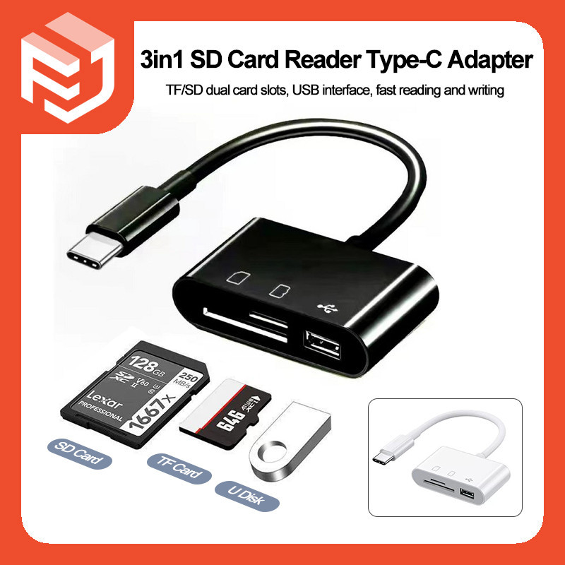 3in1 SD card reader Type-C adapter Multi-function external mobile phone ...