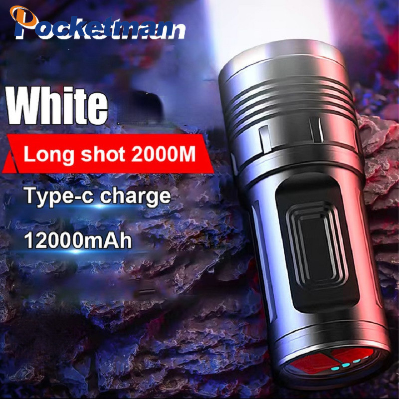 Ultra Powerful LED Flashlight Super Bright Spotlight Torch Rechargeable ...