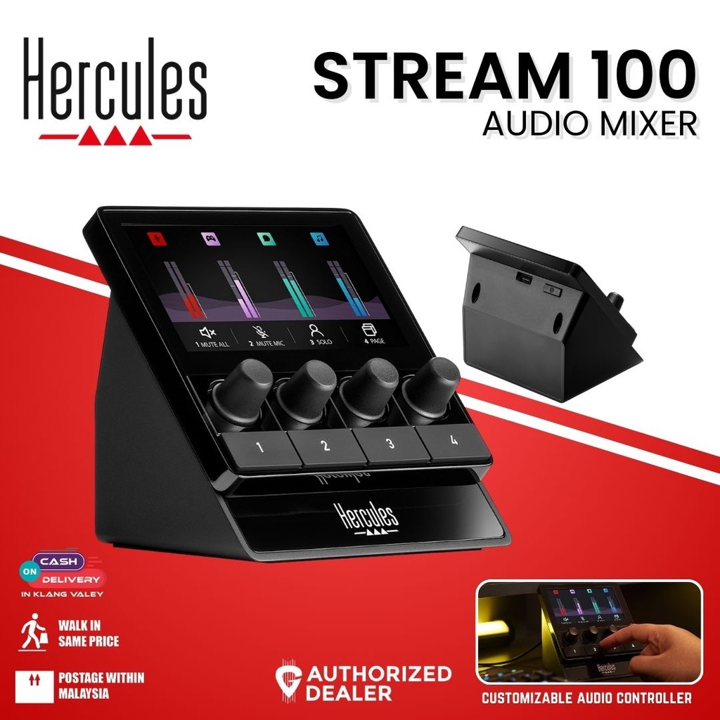 Hercules DJ Stream 100, Audio Mixer for Content Creators, Streaming, and Gaming, Up to 8 Tracks ...