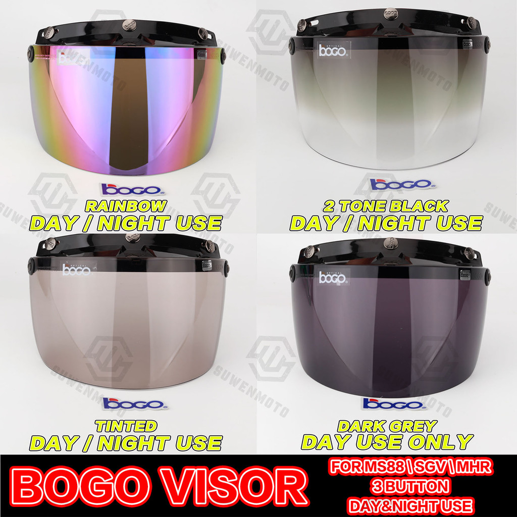 VISOR 3 BUTTON BOGO VISOR HELMET MS88/SGV/MHR/MAGNUM TINTED DARK BLACK ...
