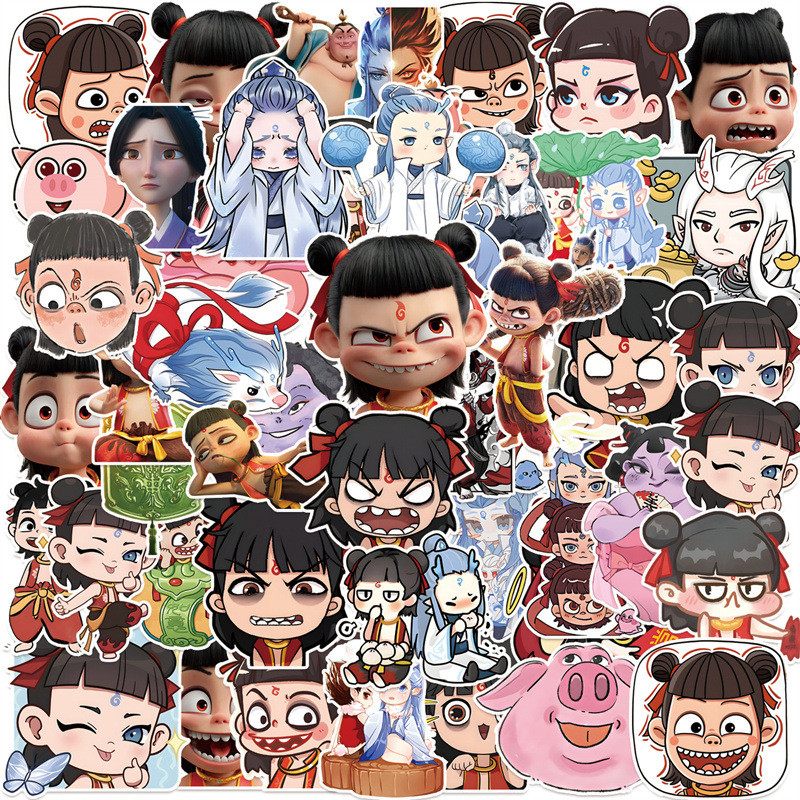 50 Sheets Nezha Magic Boy Haunted Sea stickers Cartoon Handbook Thermos ...