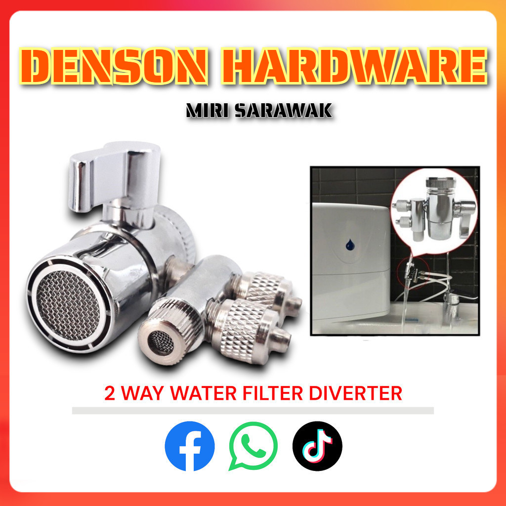 1/4" Water Filter 2 Way Faucet Tap Adaptor Double Filter Bib Tap ...