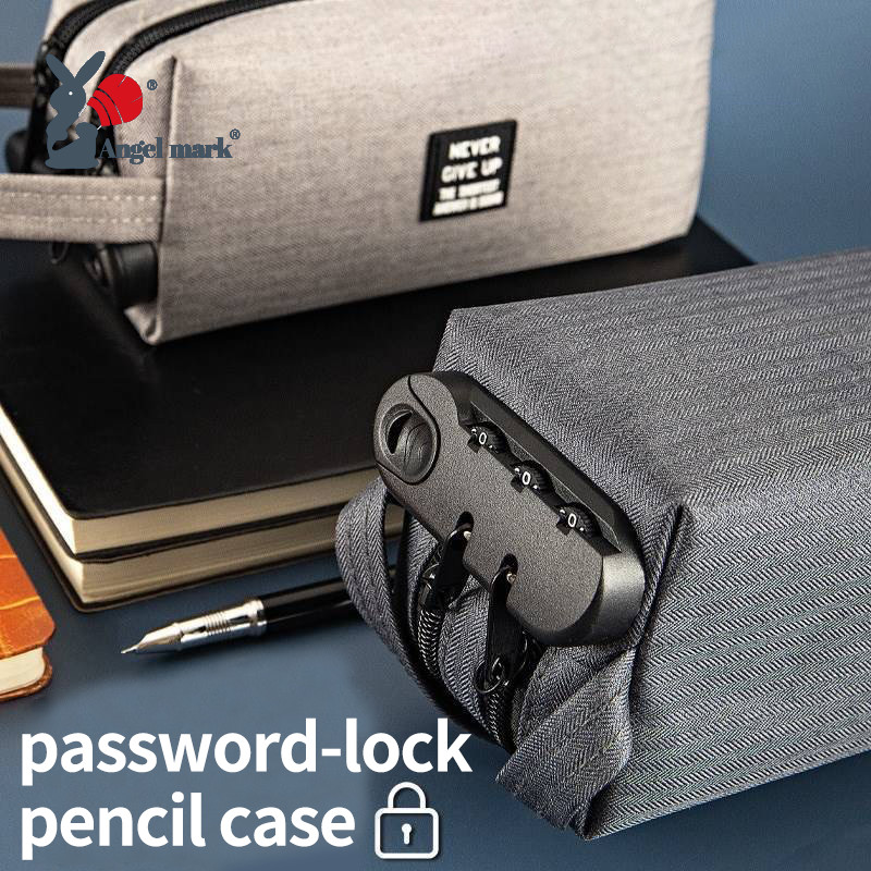 Password Lock Pencil Case Large Capacity Bag Double Layer | Shopee Malaysia