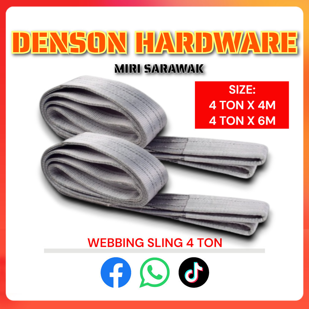HEAVY DUTY Flat Webbing Sling 4 Ton X 4M / 6M Lifting Sling Towing Belt ...