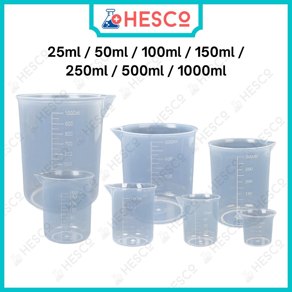 Plastic Beaker/Plastik Bikar– 25mL/50mL/100mL/150mL/250mL/500mL/1000mL ...
