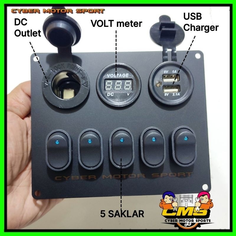 TOMBOL Universal switch 12v 24v car dashboard instrument 5 switch volt ...