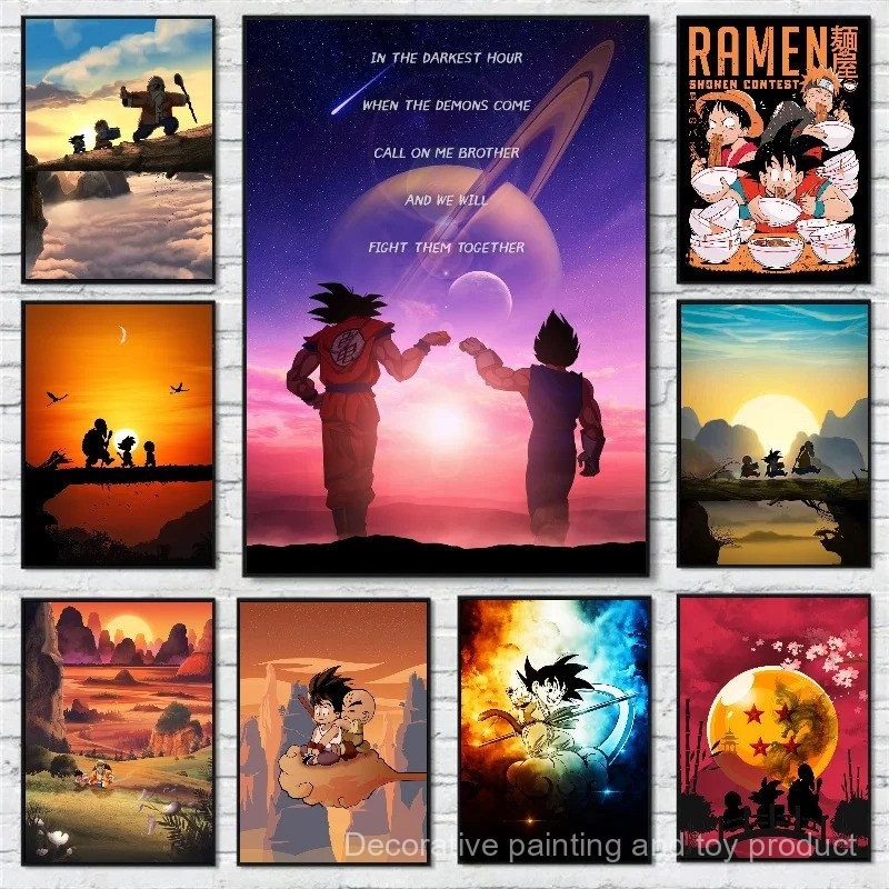 Japanese Anime Canvas Painting Dragon Ball vintage Goku Poster Prints ...