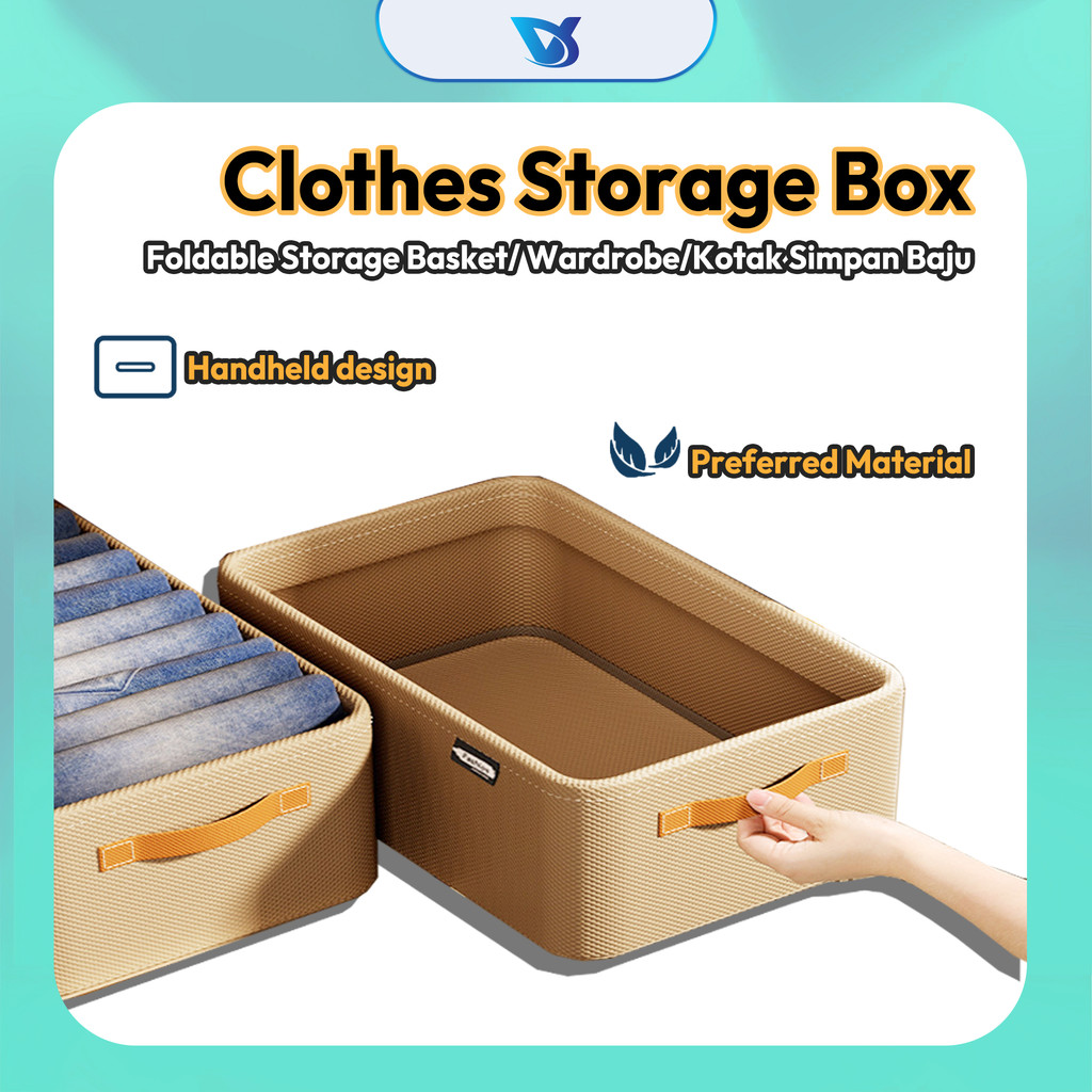 [C.O.D.] Clothes Storage Box Foldable Storage Basket Wardrobe Storage ...