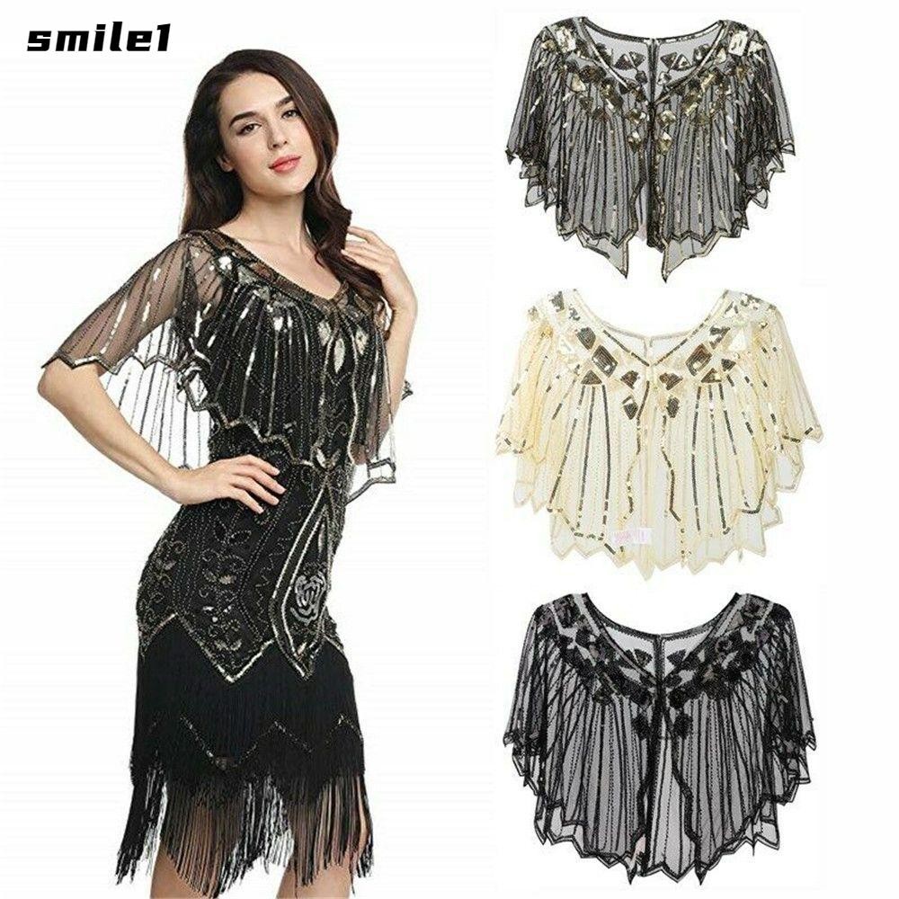 SMILE Vintage 1920s Flapper Cover Up Evening Dress Accessories Evening ...