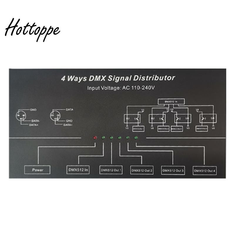 AC100V-240V Input DMX512 1 To 4 Hub DMX Signal Repeater Splitter Signal ...