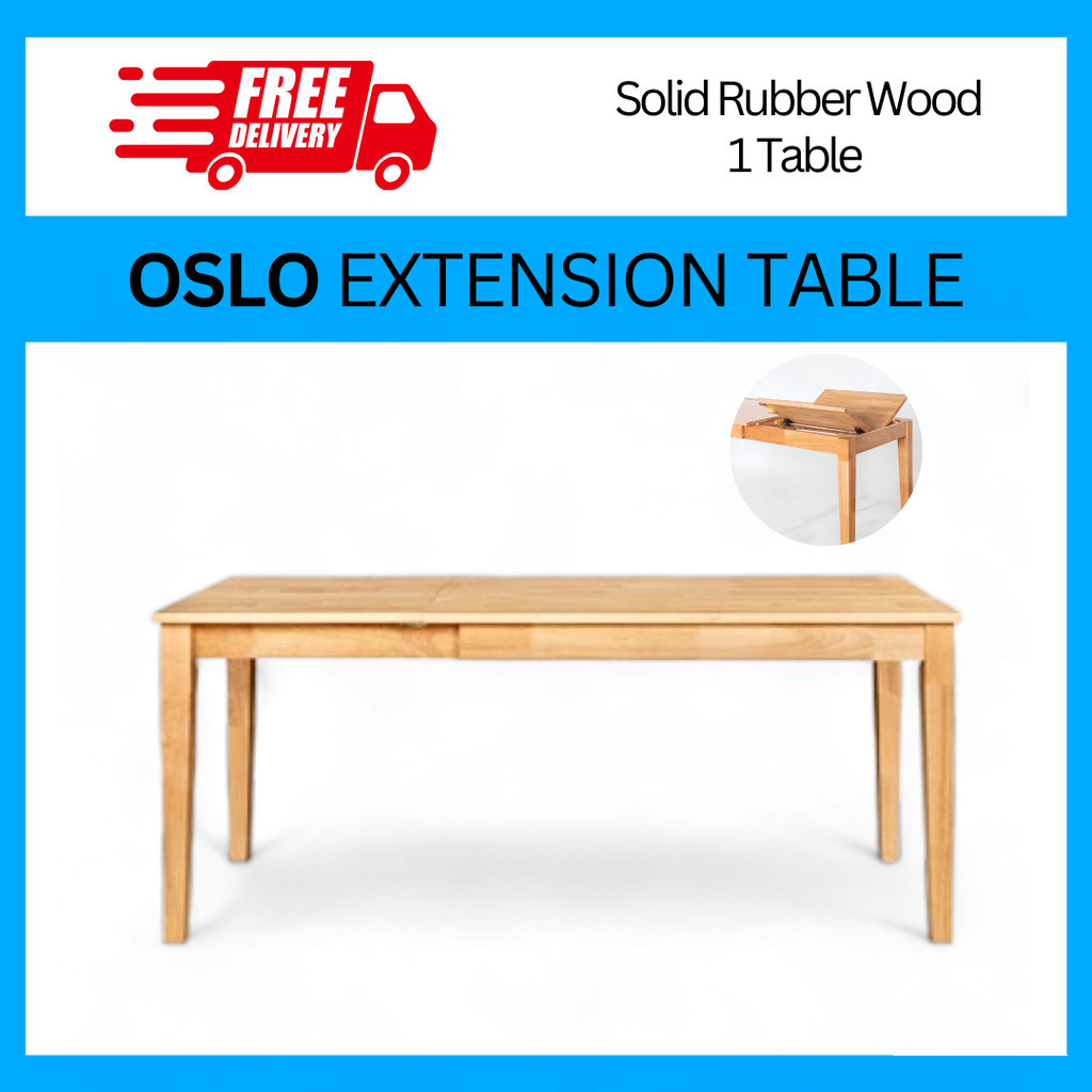Oslo Solid Rubberwood Extension YH Beech Dining Table | Shopee Malaysia