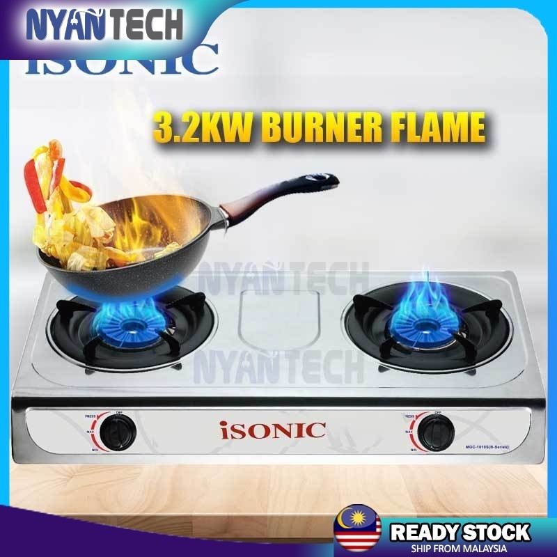 Isonic Stainless Steel Double Burner Table Top Gas Stoves Gas Cooker ...