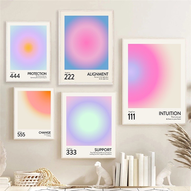 Ptr! Angel Numbers Gradient Aura Poster and Print Aesthetic Digital ...