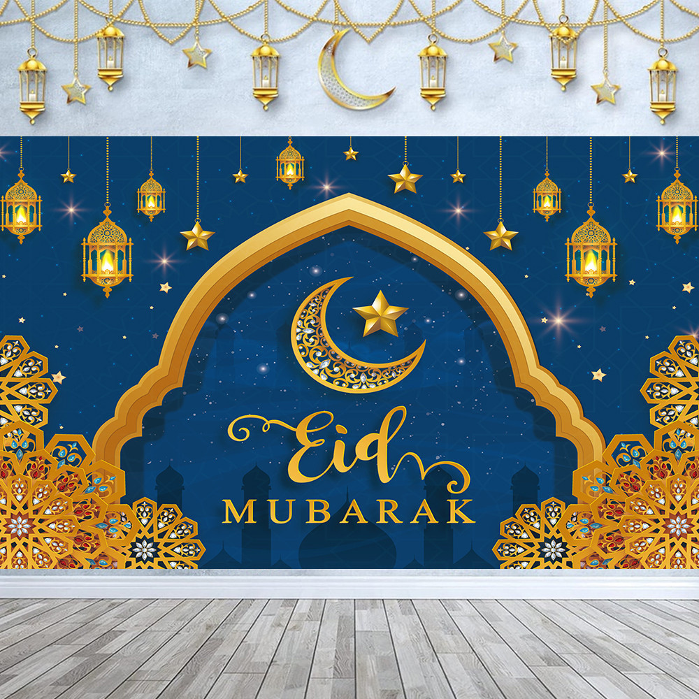 Hari Raya Decoration Eid Mubarak Backdrop Cloth Ramadan Kareem Banner ...