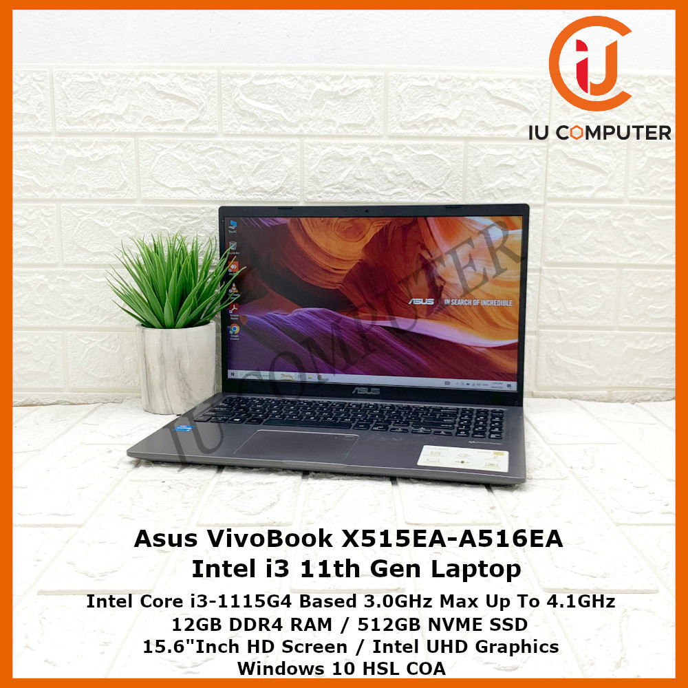 ASUS VIVOBOOK X515EA-A516EA INTEL CORE I3-1115G4 12GB RAM 512GB NVME SSD USED LAPTOP REFURBISHED ...
