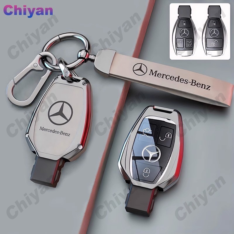 Nappa Genuine Leather Zinc Alloy Shell Car Key Case Cover Smart Remote ...