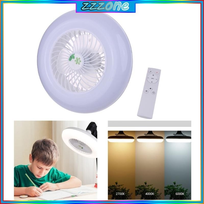 zzz Mini LED Ceiling Fan with Light E27 Lamp Head 3-Blade Modern Fan ...