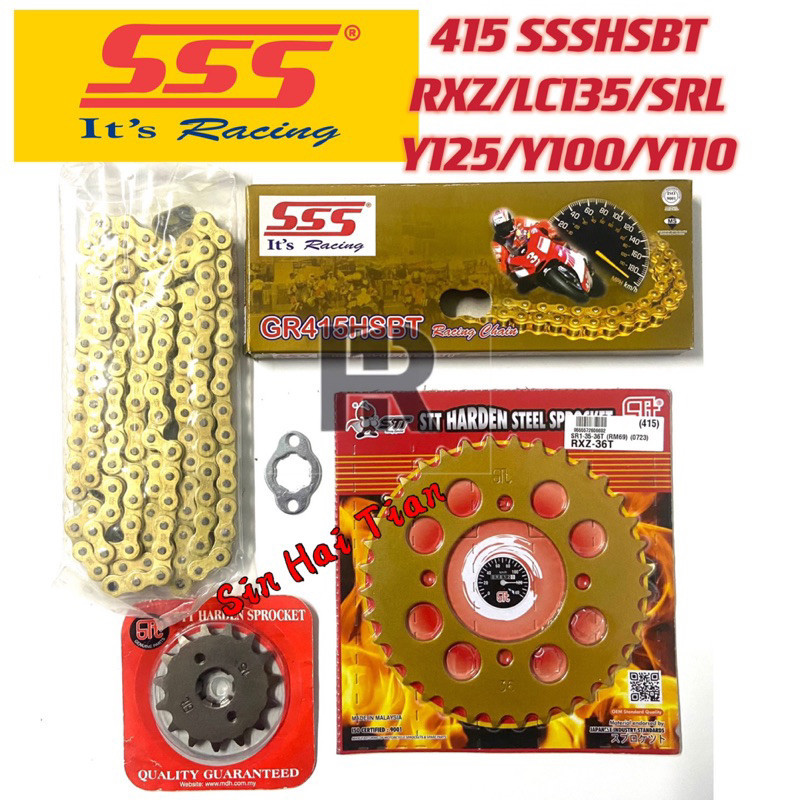 [415 SSS FULLGOLD] RXZ Y125 LC135 SRL 415 Sprocket Set & Chain Sprocket ...