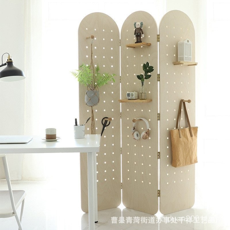 Wooden Screen Foldable Vertical Partition Japanese-Style Hole Board ...