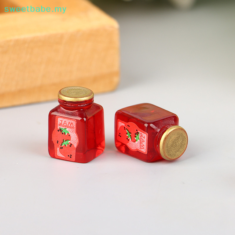 SWEETBABE 5Pcs 1/12 Dollhouse Strawberry Sauce Jam Jar Dollhouse ...