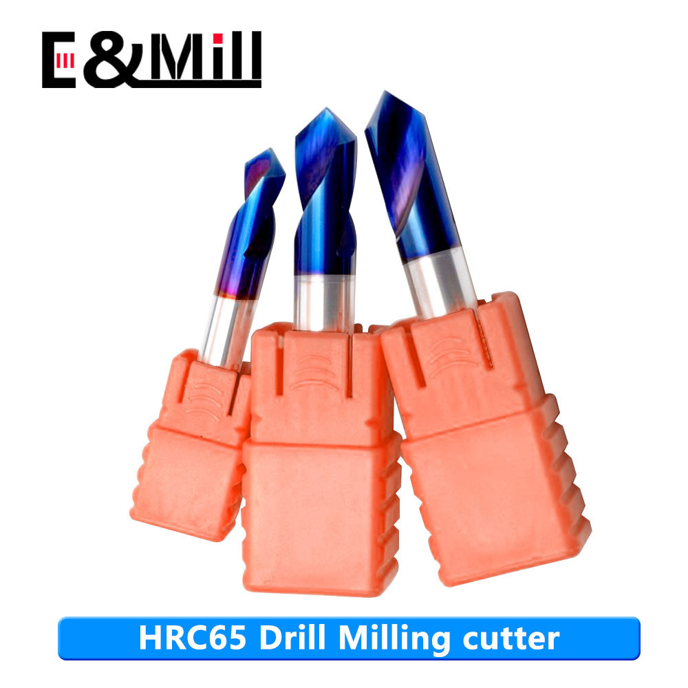 HRC65 Tungsten steel milling cutter Chamfer End Mills positioning drill ...