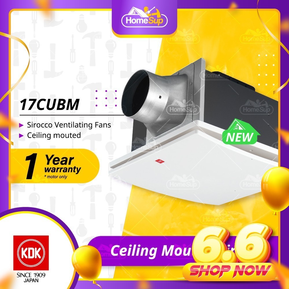 KDK Ceiling Ventilator Exhaust Fan 17cubm - Duct Sirocco, Bathroom ...