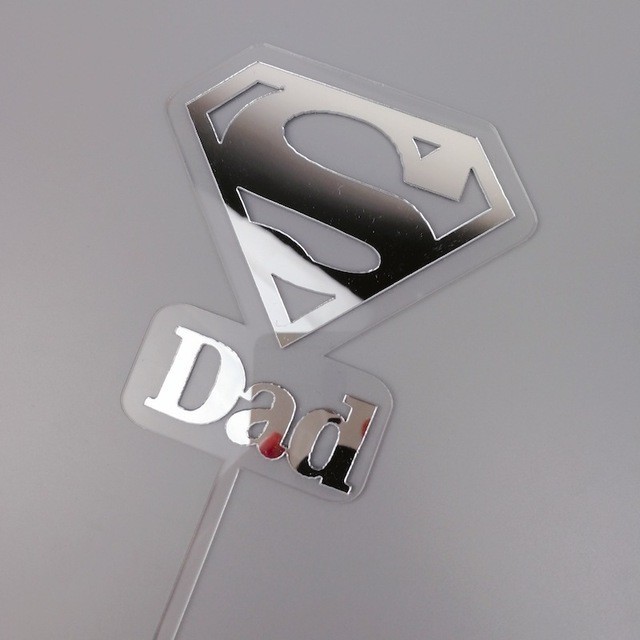 New Super Dad Acrylic Cake Topper Gold Dad Father Birthday Cake Topper ...