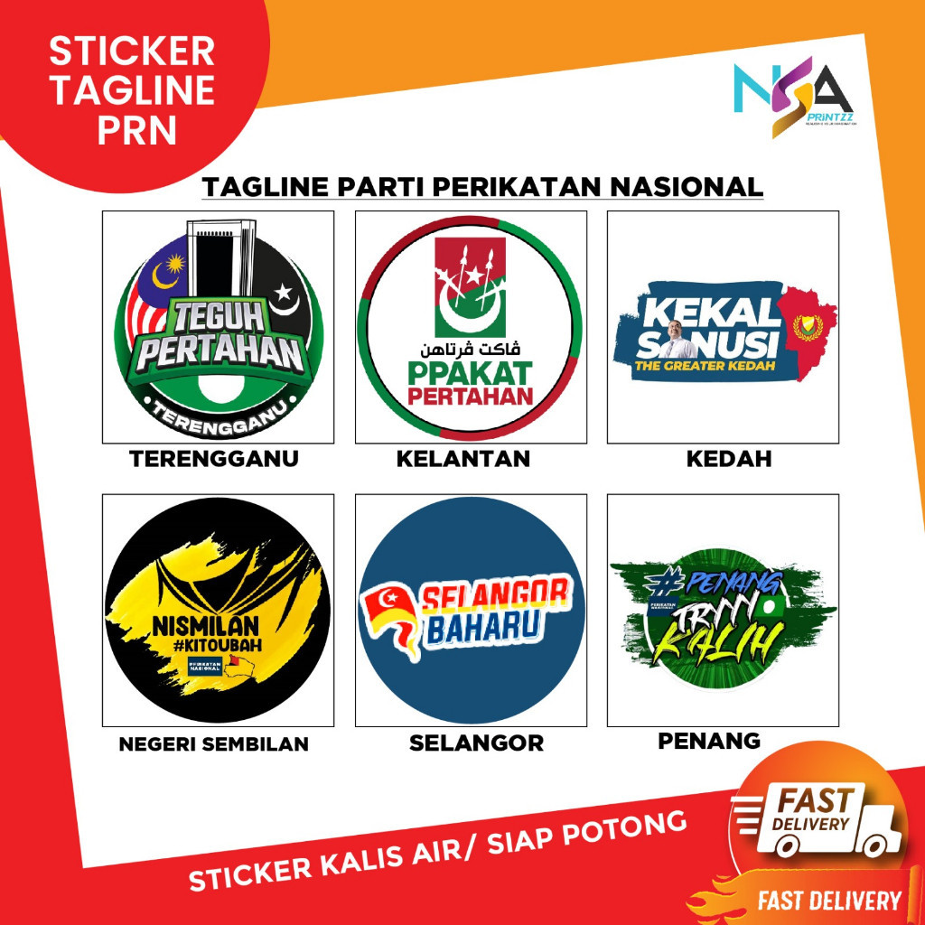Sticker 8cm Kereta dan Motor Tagline PRN PN Penang Kekal Kedah ...