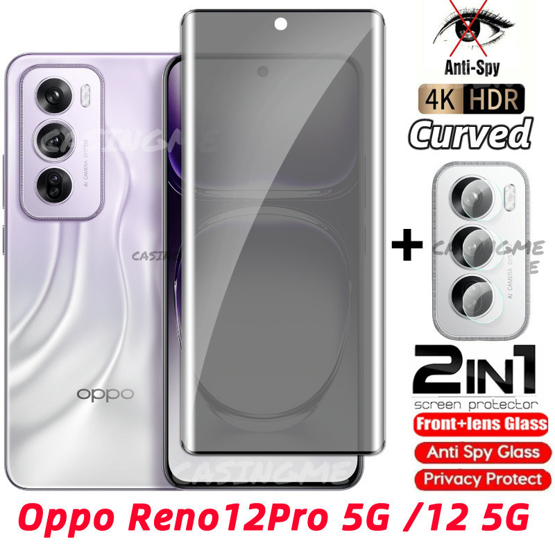 Oppo Reno12 12Pro 5G 2024 Private Tempered Glass Anti-Spy Full Cover ...