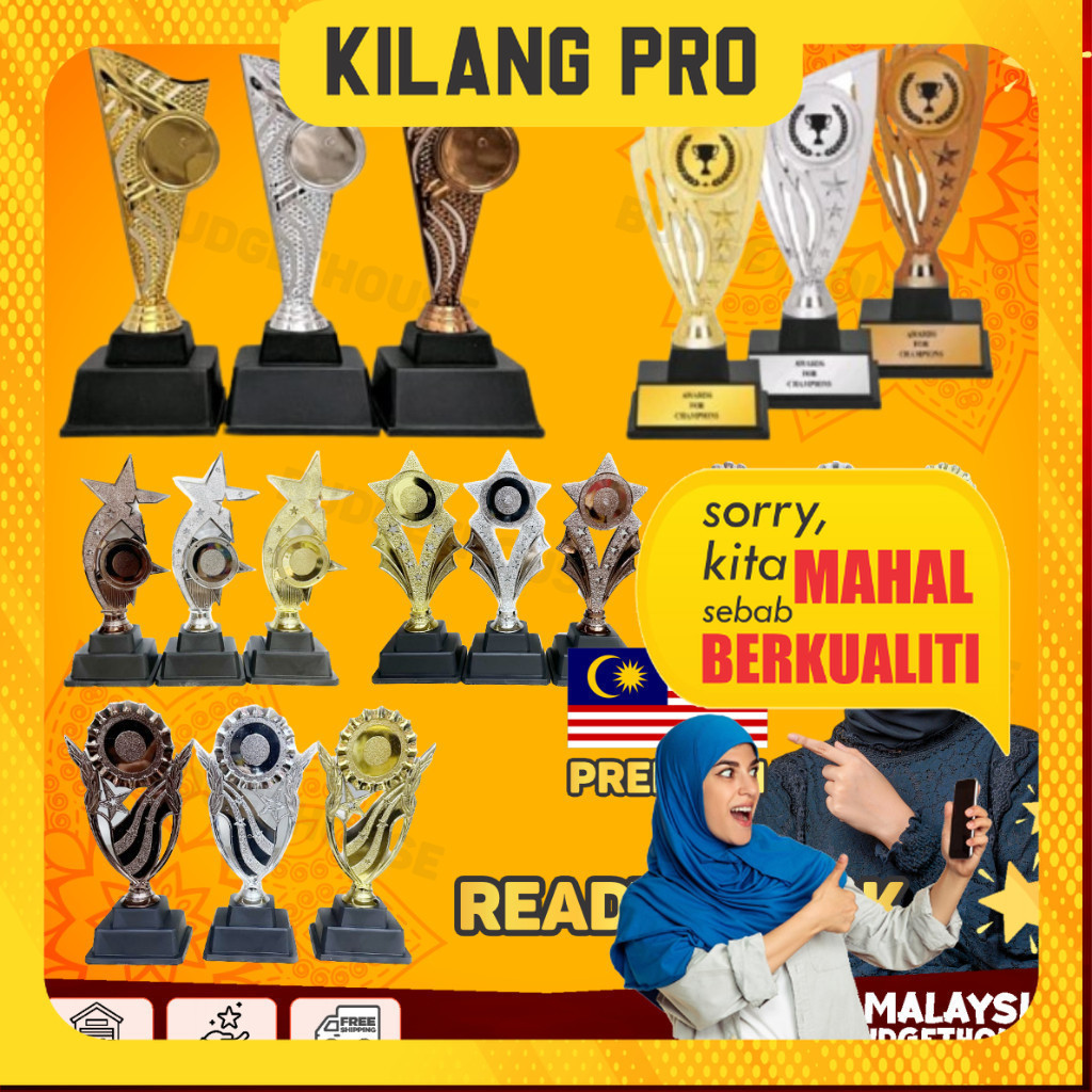 Plastic Trophy Piala Free Design Sticker Medal Hadiah Sukan Award ...