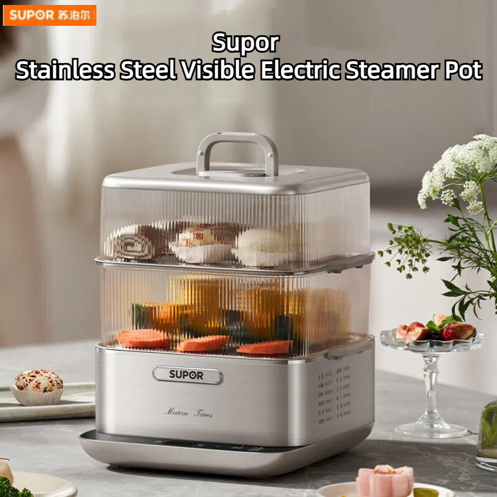 Supor Stainless Steel Visual Electric Steamer Three-Layer 10L Large ...