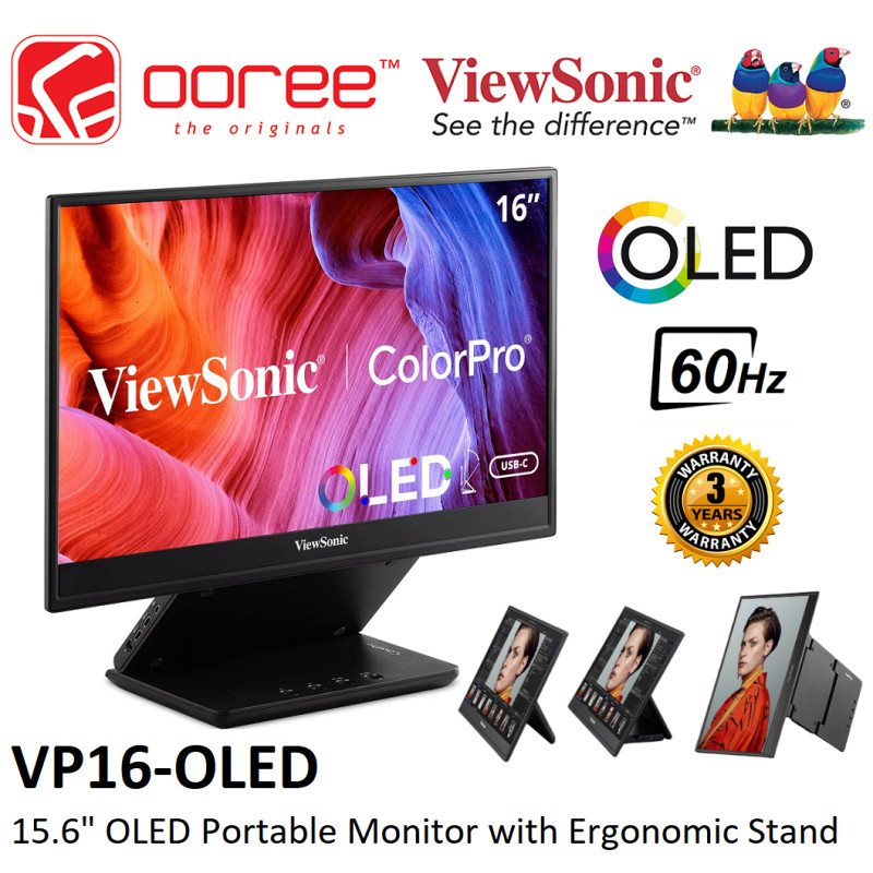 VIEWSONIC 15.6" VP16-OLED COLOR MONITOR FULL HD 1920x1080 @60HZ OLED ...