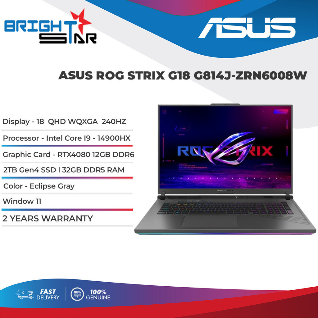 ASUS ROG Strix G18 G814J-ZRN6008W (18 QHD WQXGA 240HZ/I9-14900HX/32GB ...
