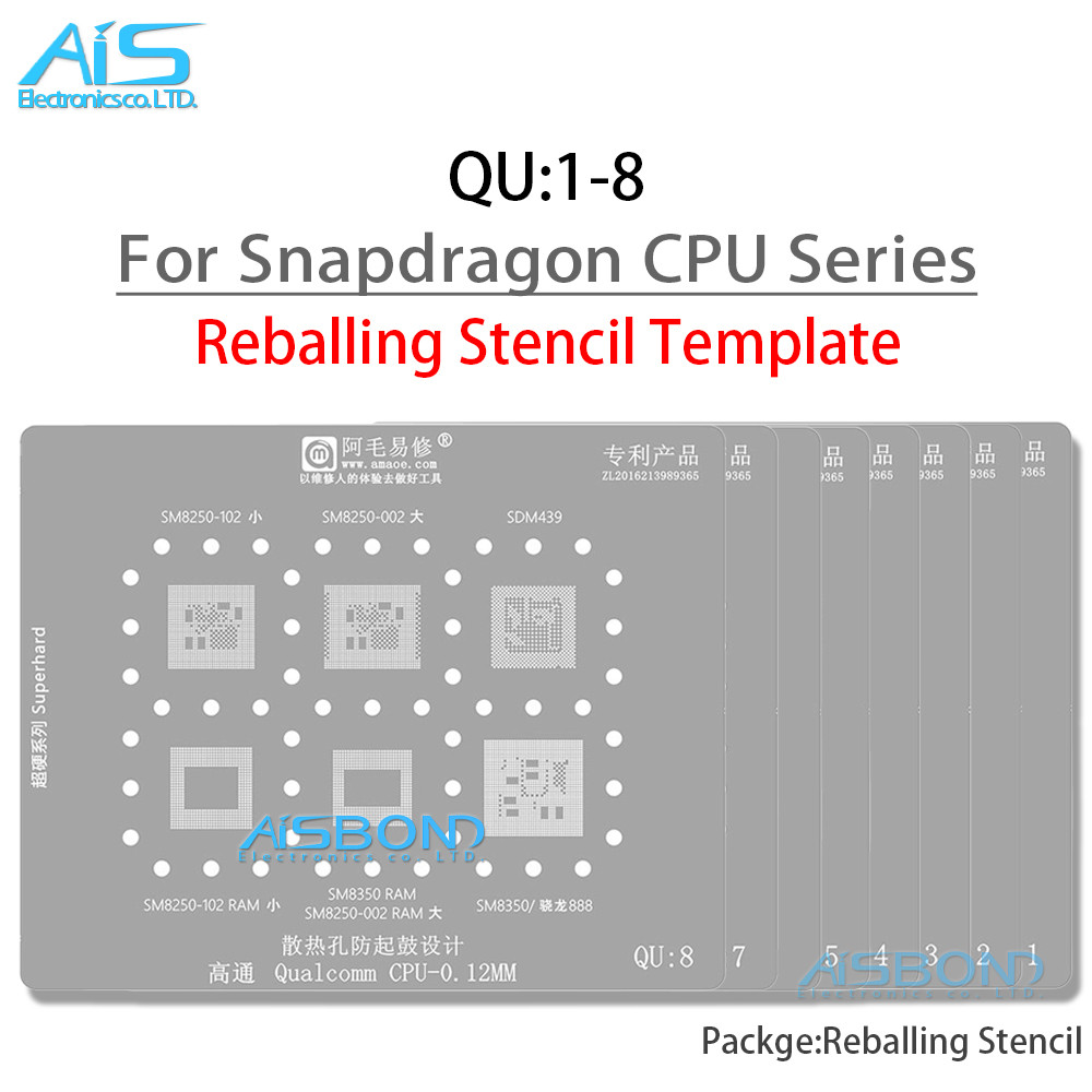 Amaoe QU1-8 BGA Reballing Stencil For Qualcomm snapdragon 888 865 750G ...