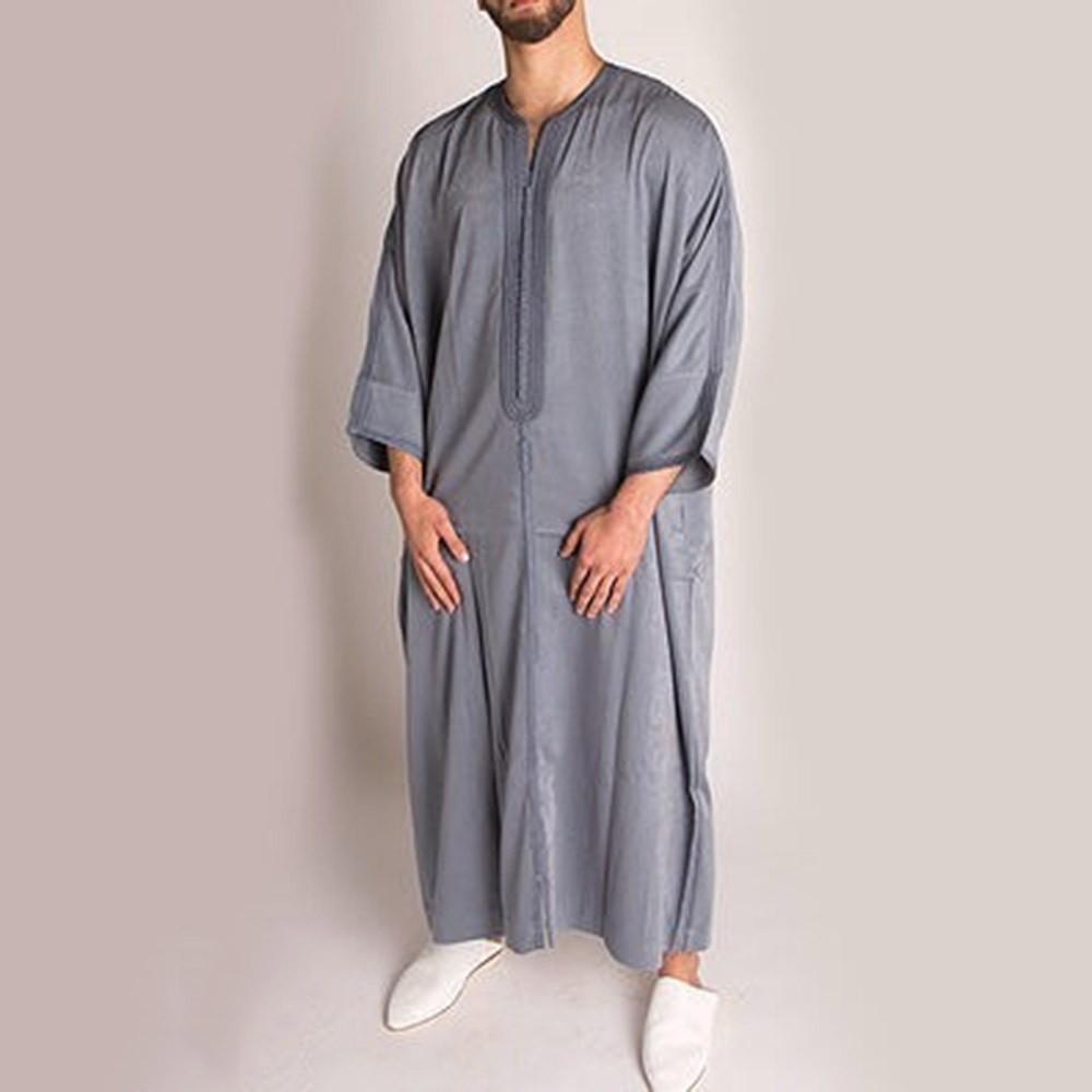 Men Muslim Clothing Loose Fit Jubba Thobe Abaya Traditional Islamic ...