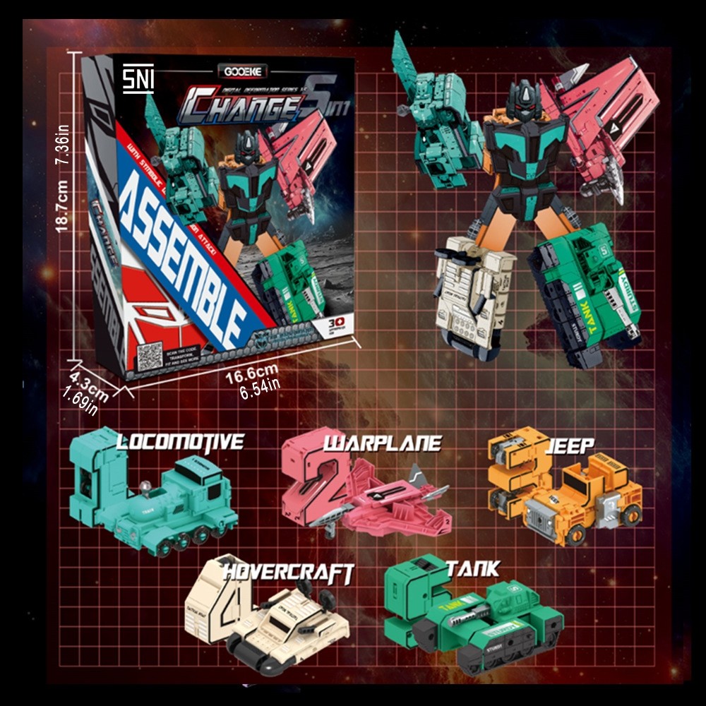 Robot Numbers Children's Toys Transformer Robot Numbers 5pcs DIY ...