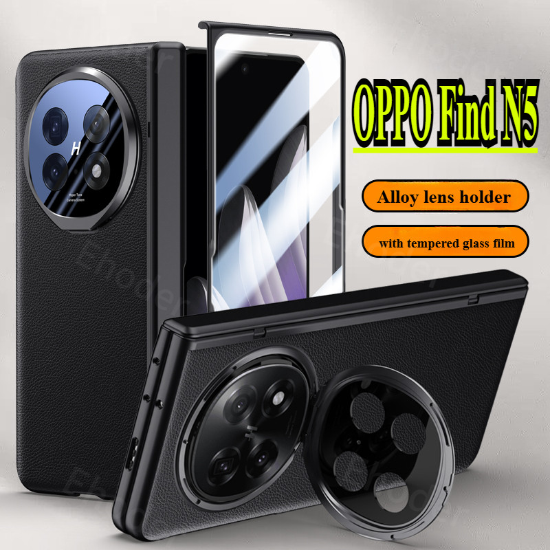 Casing For OPPO Find N5 5G 2025 Case Leather Tempered Glass Film Cover ...
