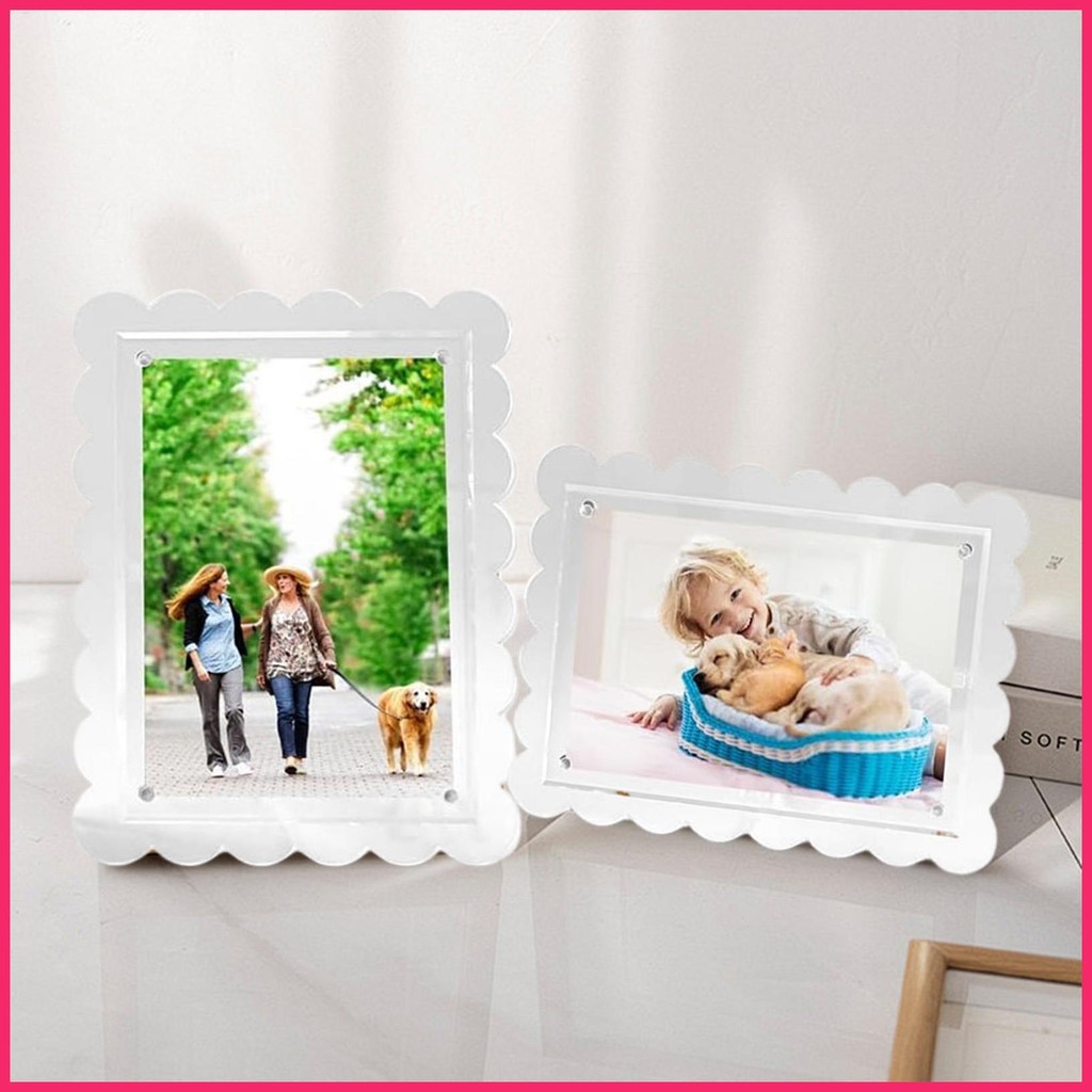 Acrylic Scalloped Picture Frame Clear Acrylic Magnetic Scalloped ...