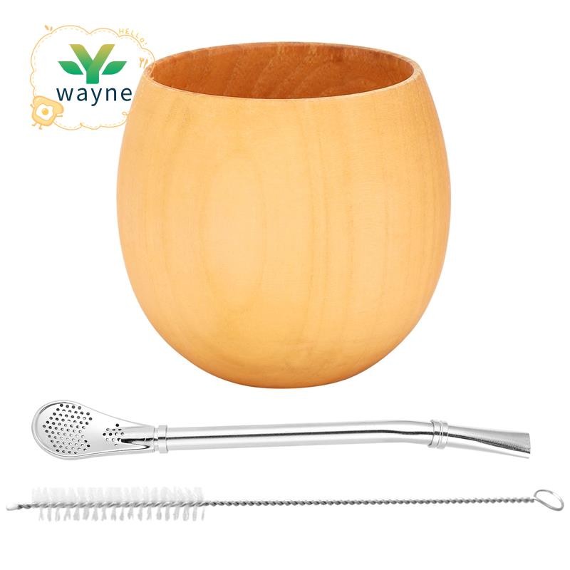 Wooden Yerba Gourd Mate Tea Set Handmade Natural Wood Coffee Water Mate ...