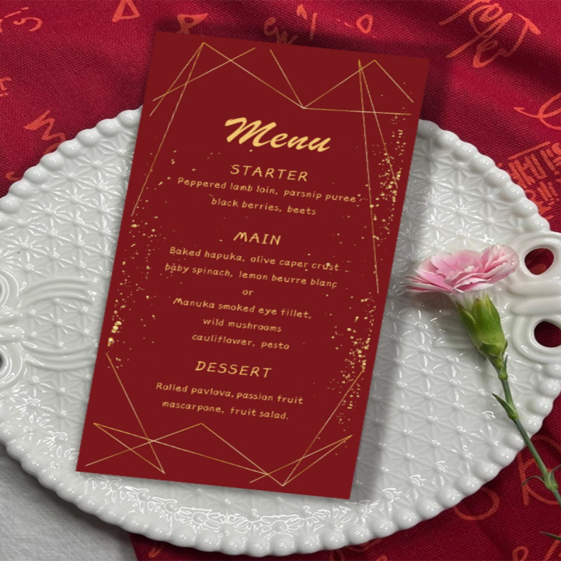 Customized Menu Customized Menu Card Chinese Burgundy Wedding ...
