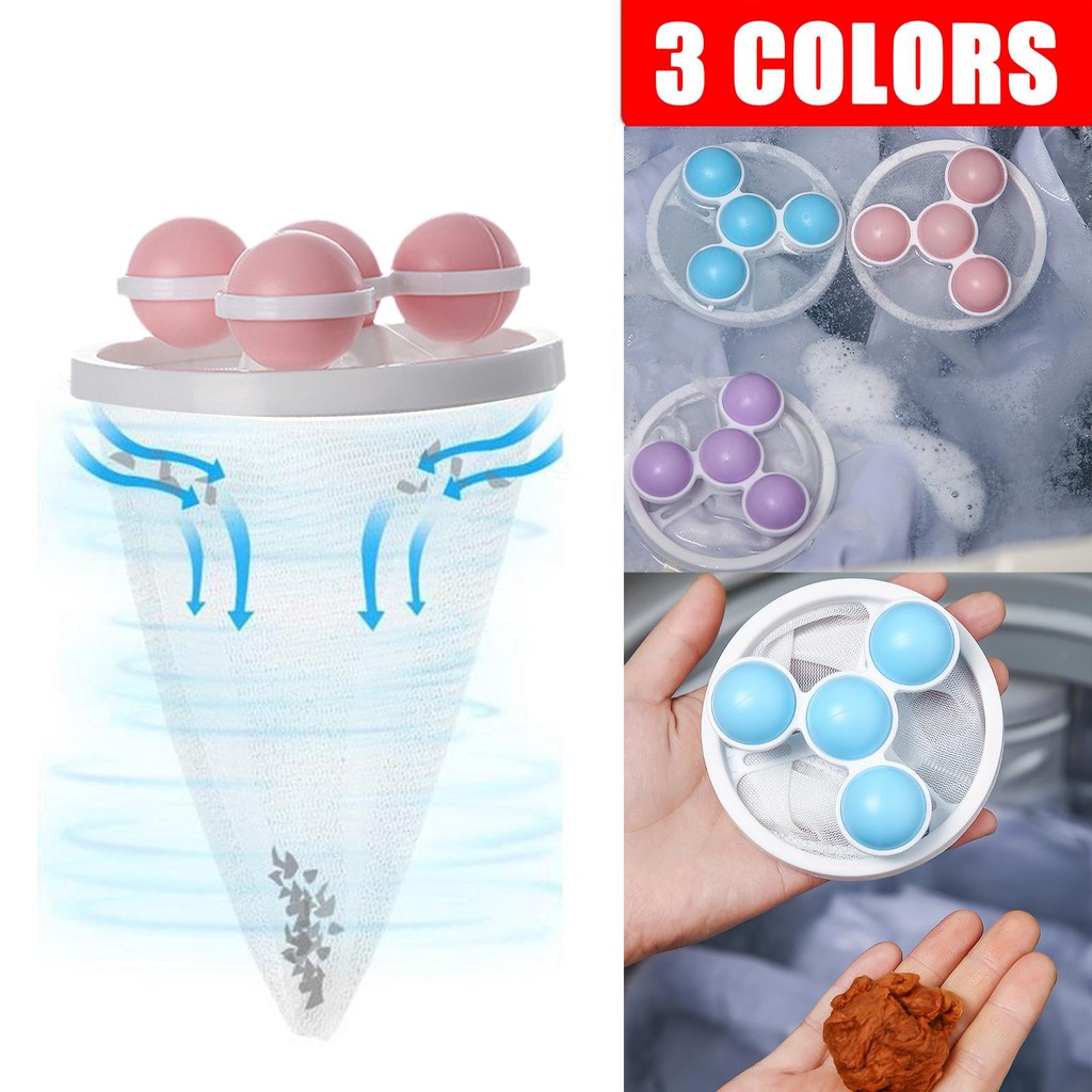 Washing Machine Hair Filter Floating Pet Fur Lint Hair Reusable Catcher ...