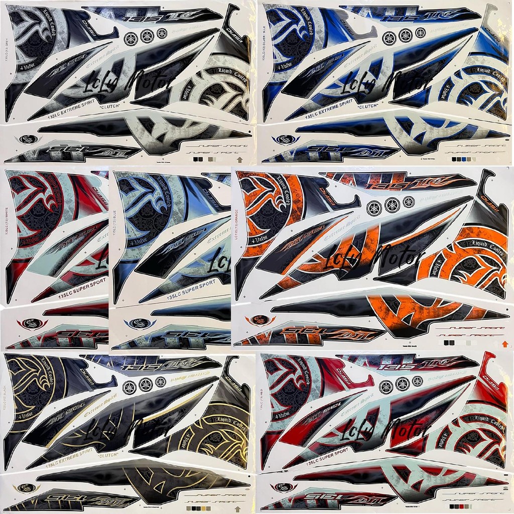 Yamaha Lc135 V2 V3 V4 V5 (13) Batik Body Cover Sticker Stripe | Shopee ...